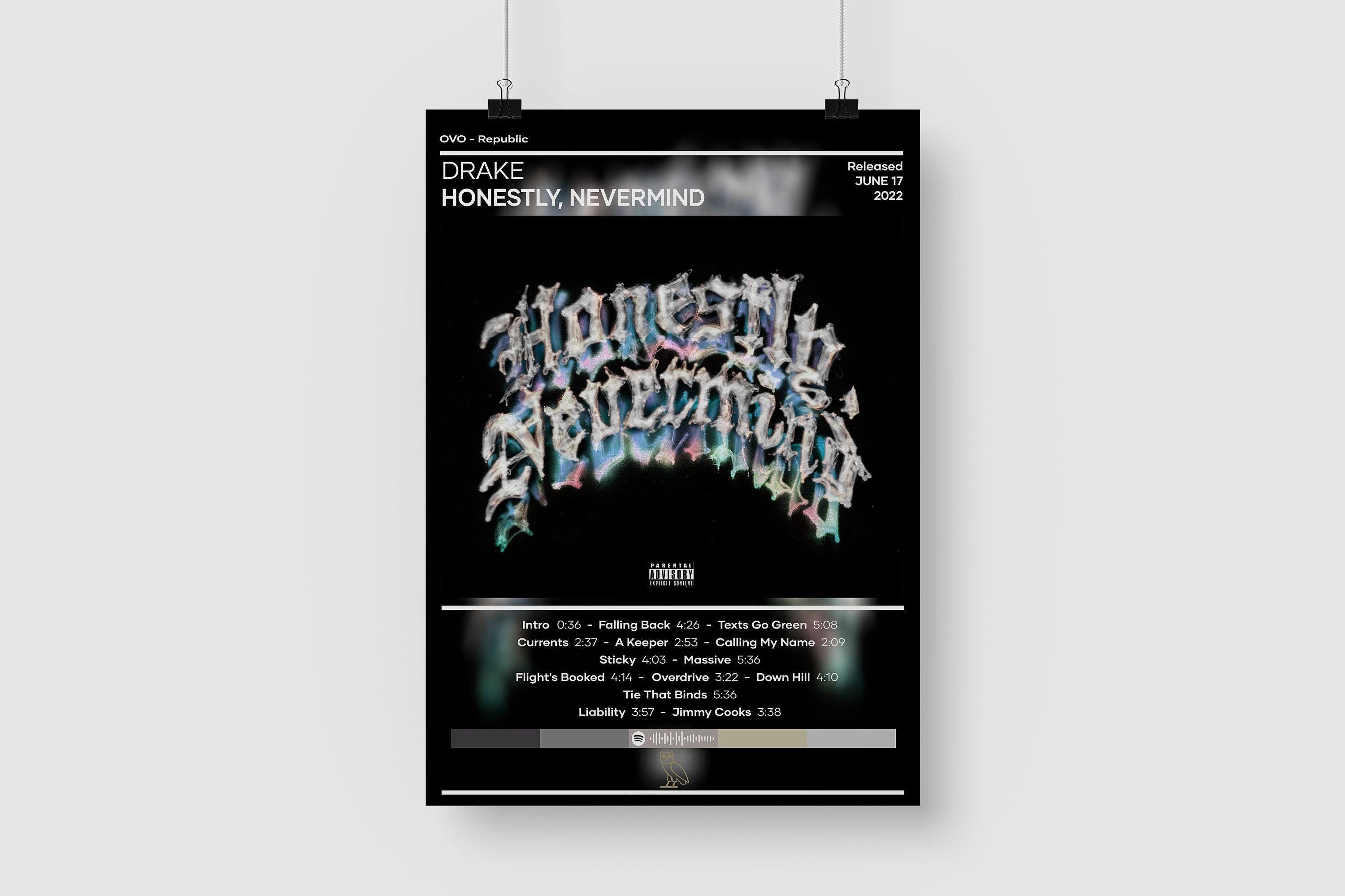 Drake Poster Honestly, Nevermind Poster Music Poster Album Cover Poster ...