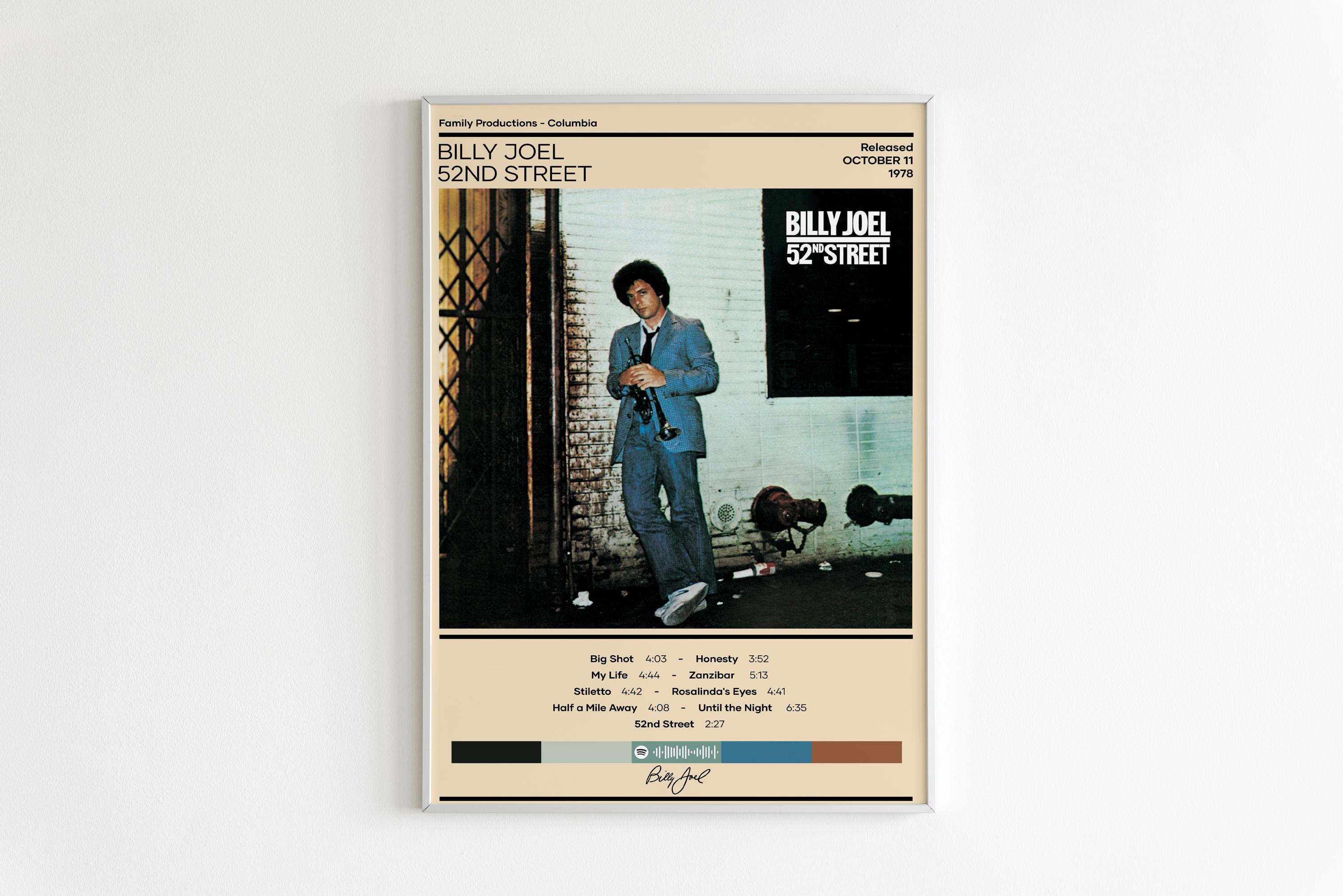 Billy Joel Poster | 52nd Street Poster | Rock Music Poster | Album ...