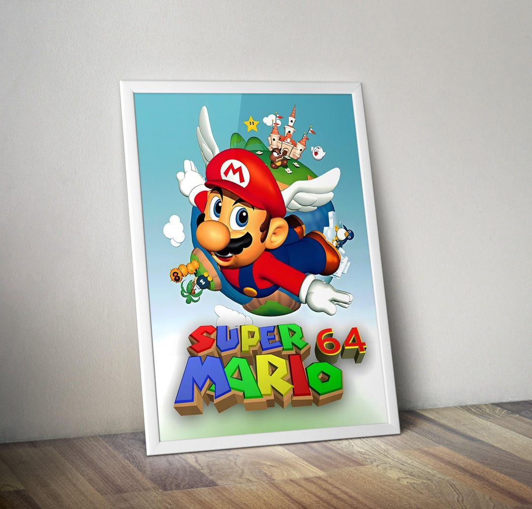 Super Mario 64 Poster | Super Mario Video Game Poster | Gaming Poster ...