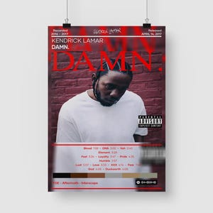 Kendrick Lamar Poster | Damn Poster | Music Poster | Album Cover Poster ...