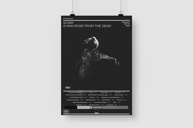 Scrim Poster | A Man Rose From the Dead Poster | Music Poster | Album ...