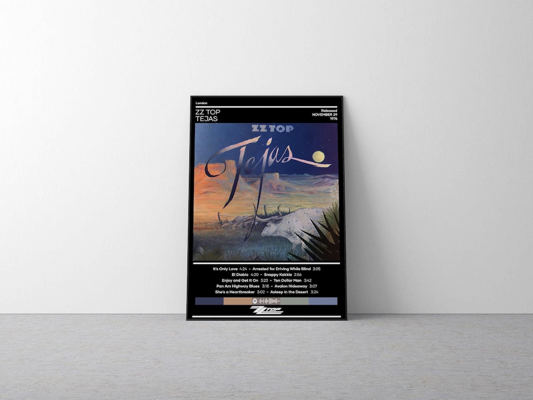 ZZ Top Poster | Tejas Poster | Metal Music Poster | Album Cover Poster ...