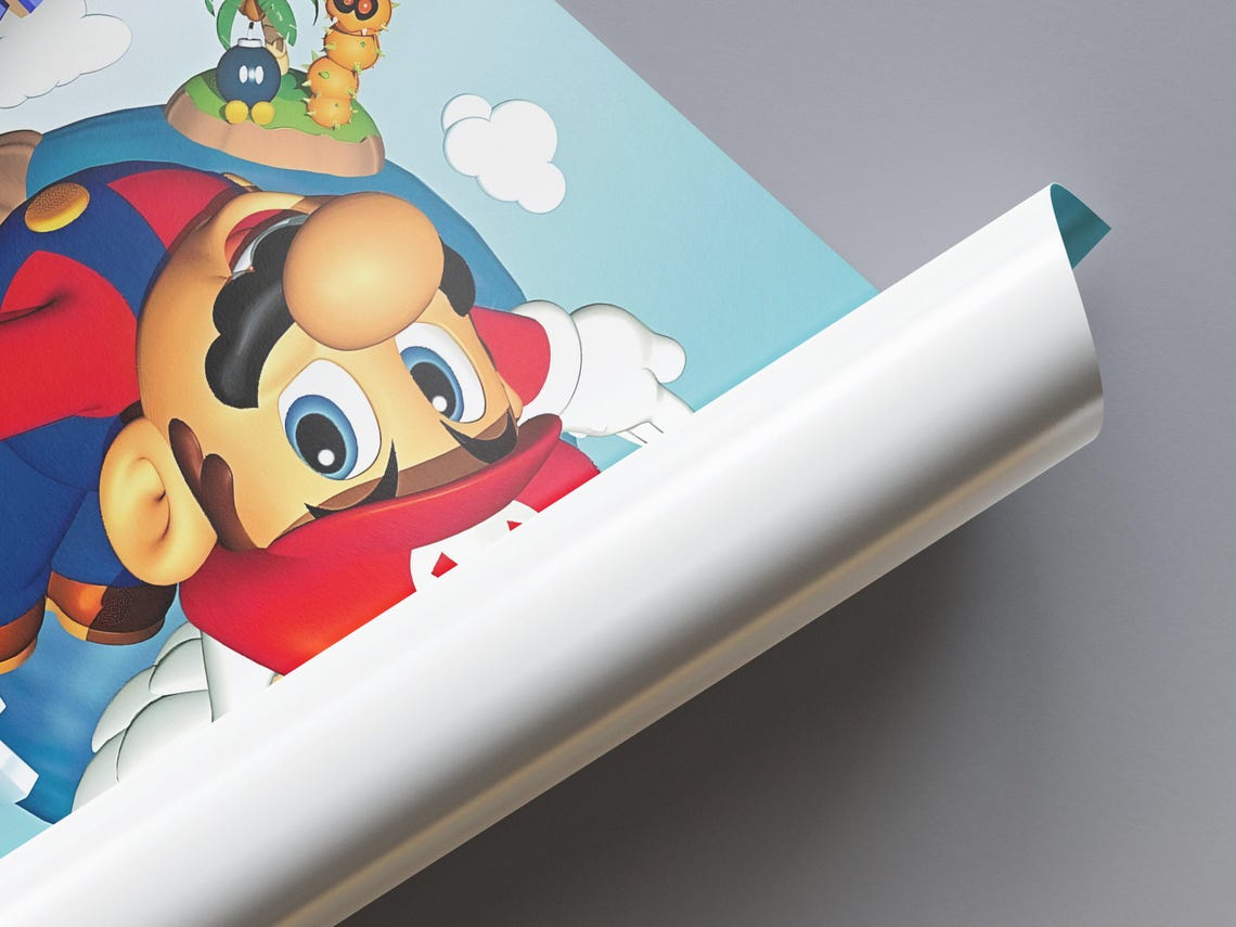 Super Mario 64 Poster | Super Mario Video Game Poster | Gaming Poster ...