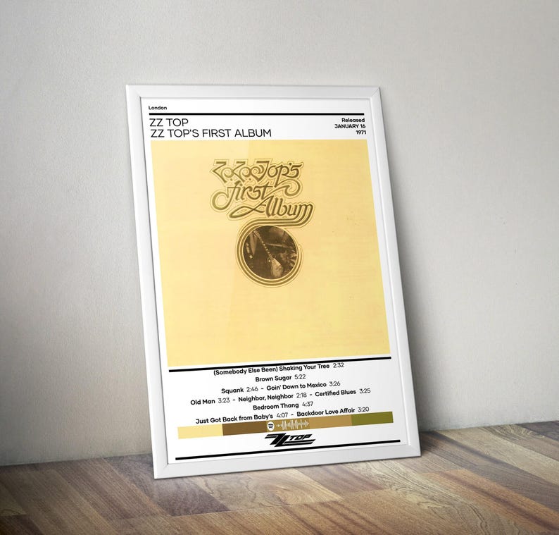 ZZ Top Poster ZZ Top's First Album Poster Metal Music Poster Album ...