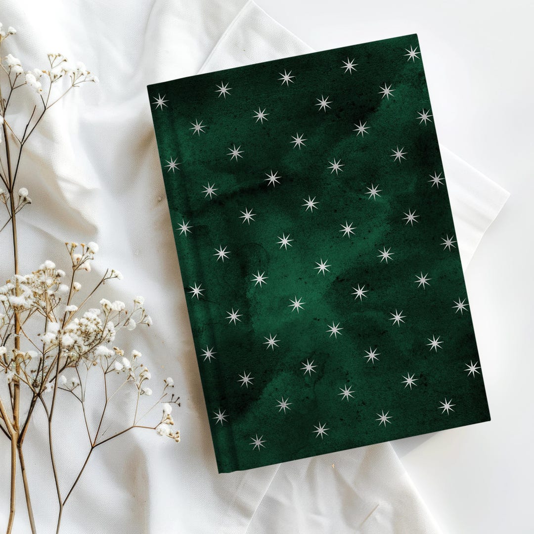 Emerald Green & Silver Stars Celestial Hardcover Journal | Whimsigoth ...