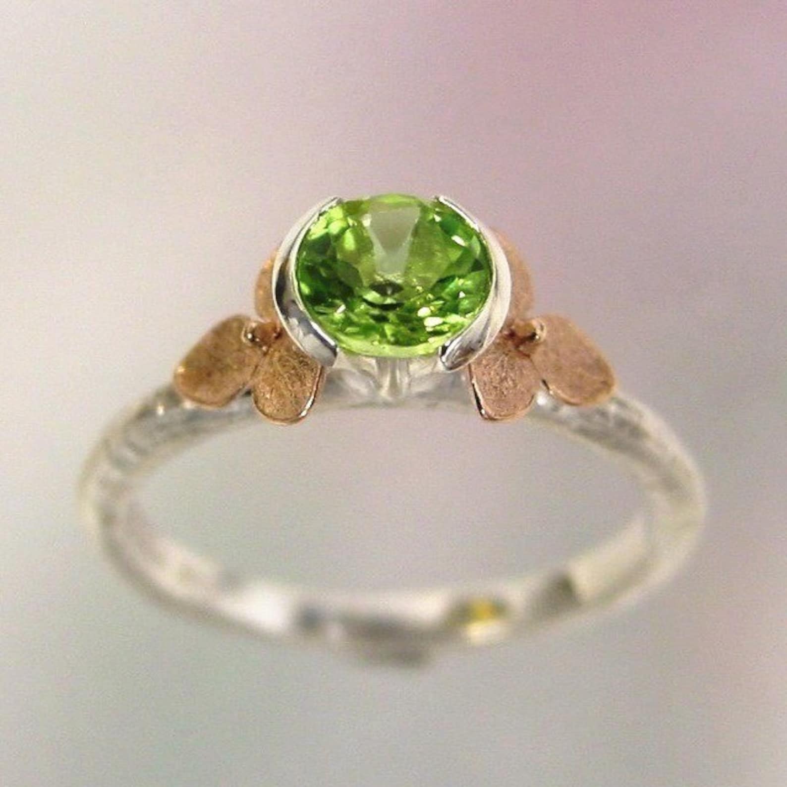 Peridot Ring 14k Rose Gold Hydrangea Flowers Green Peridot - Etsy Italia