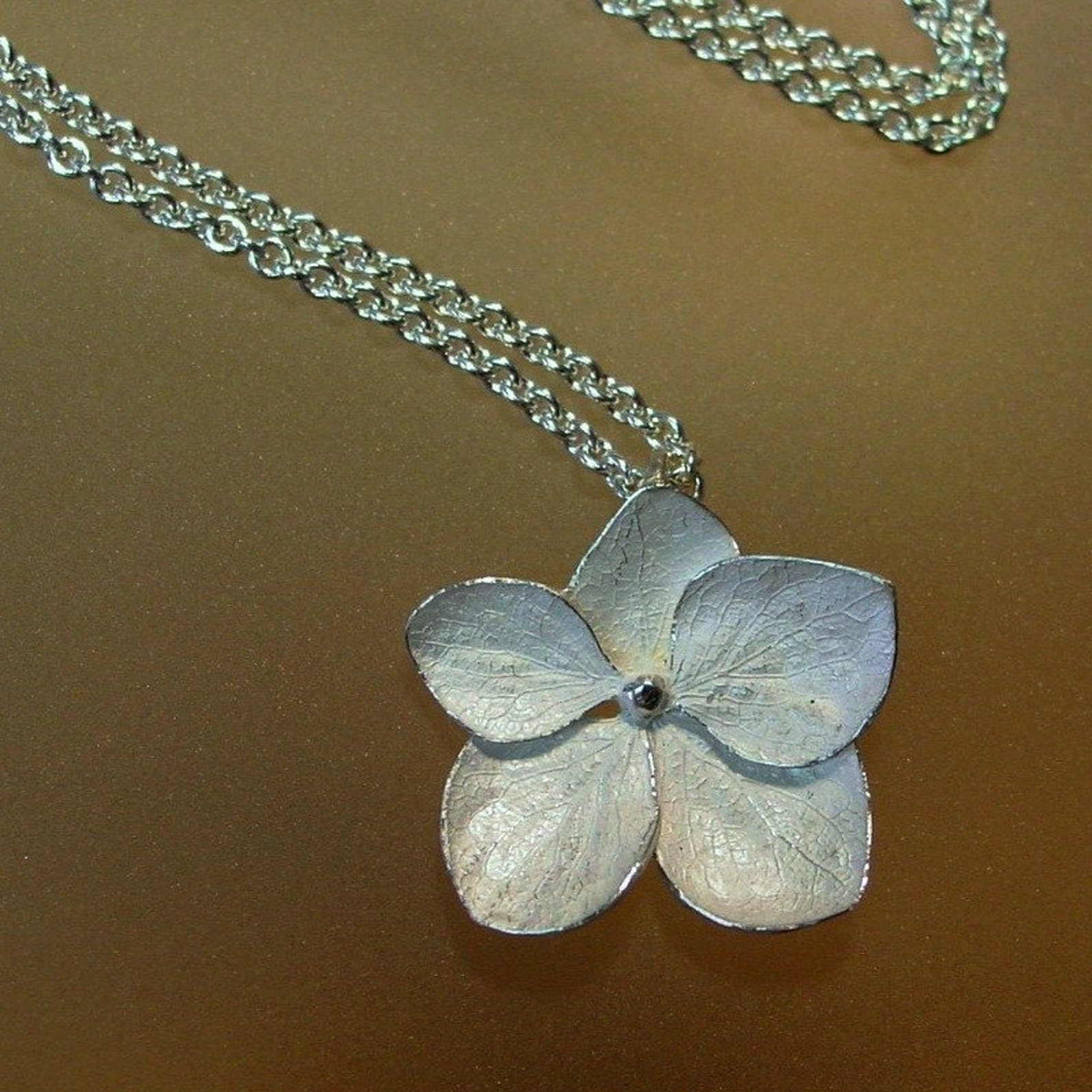 Hydrangea Necklace, Silver Flower Necklace, Sterling Silver Necklace ...