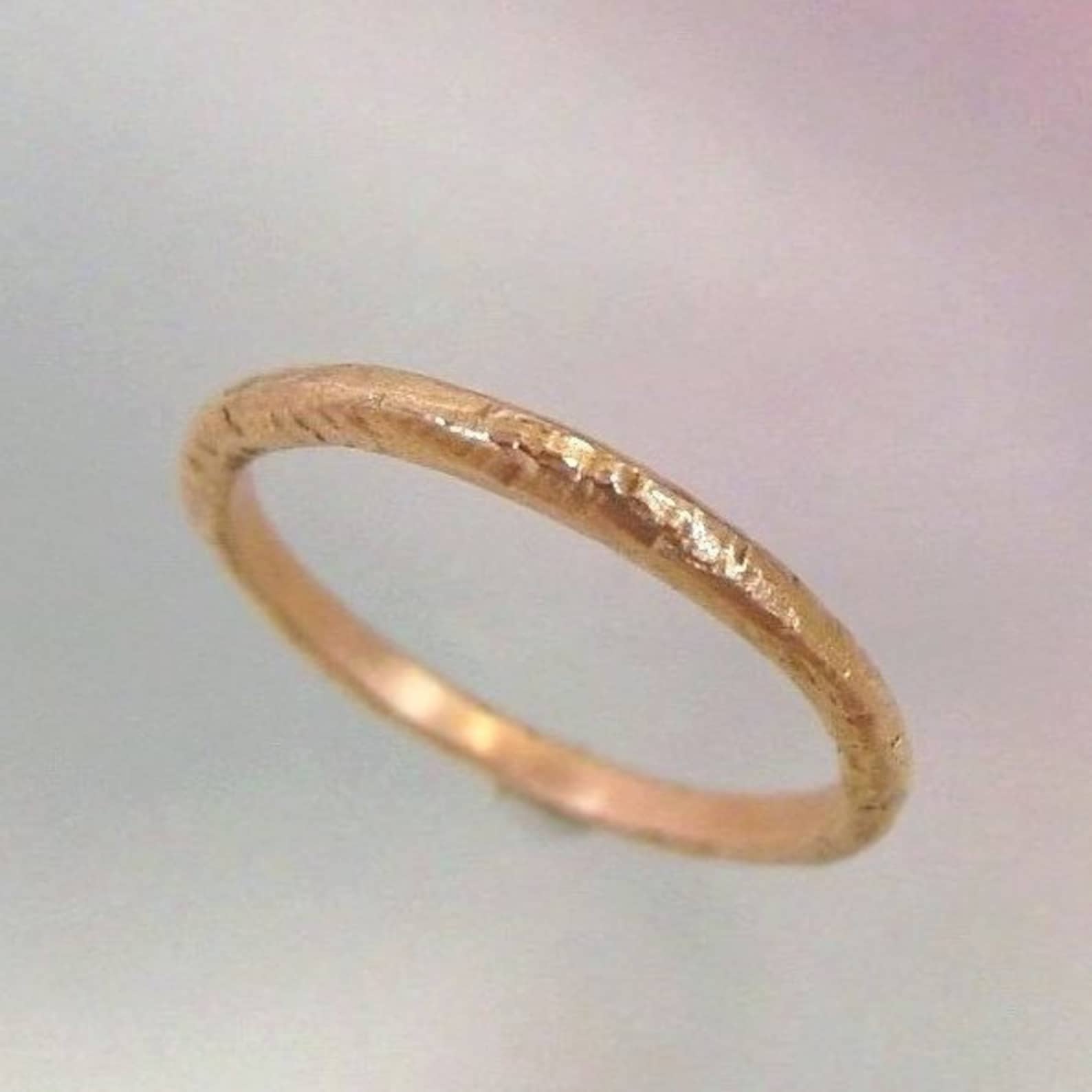 Rose Gold Wedding Band Rustic Wedding Ring Textured 14k Rose - Etsy