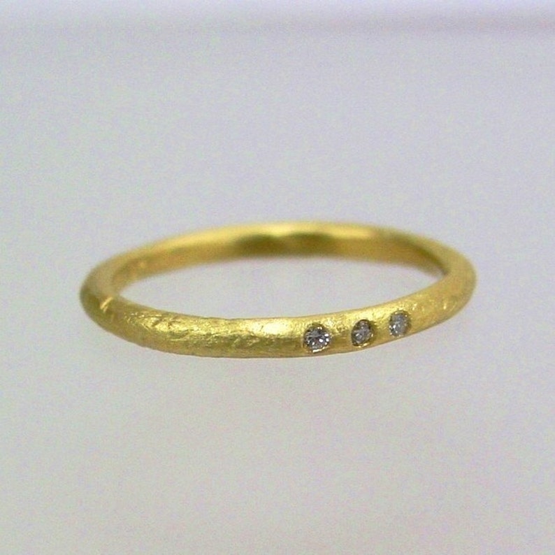 Rustic Wedding Ring Gold Diamond Band Womens Delicate Gold - Etsy