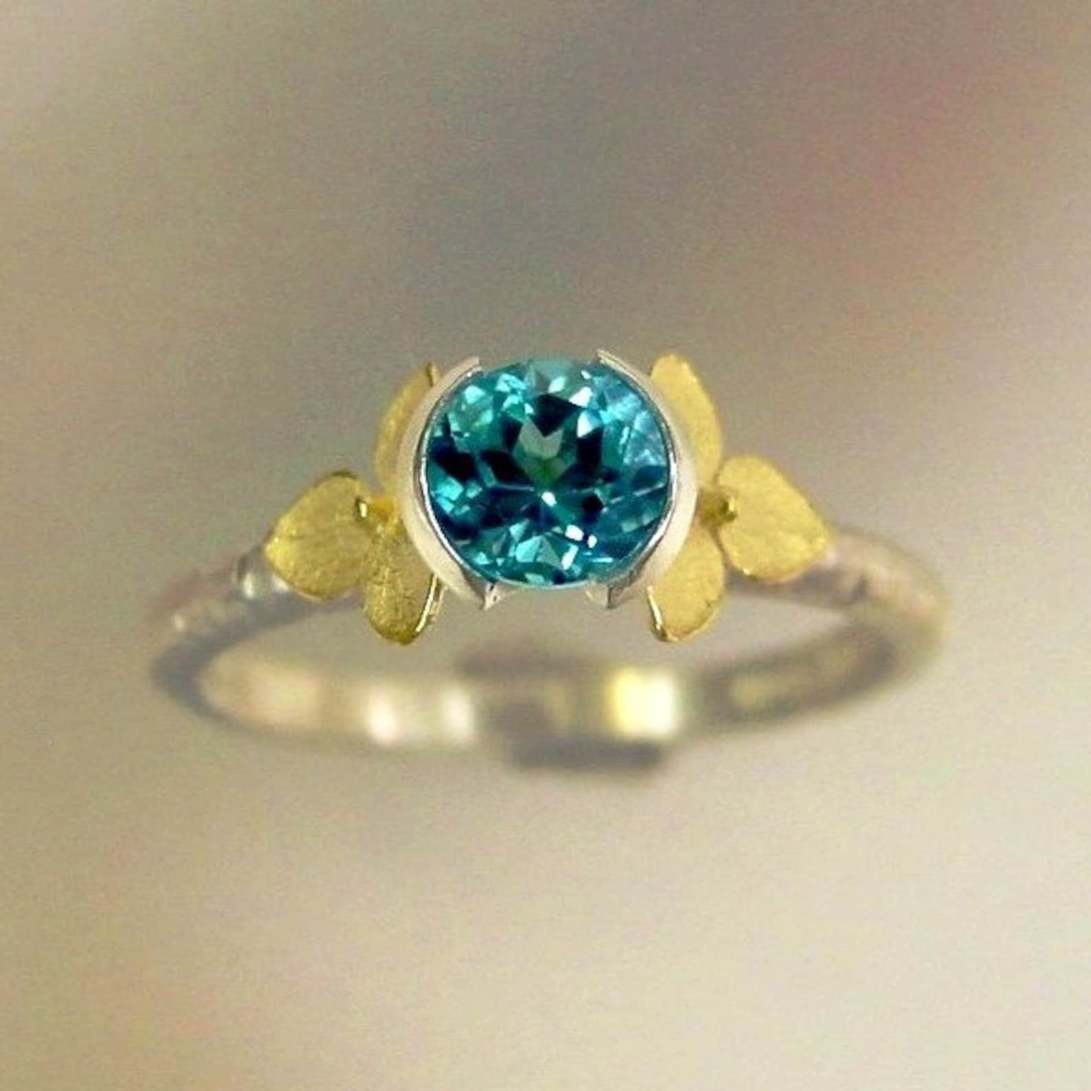 Blue Topaz Ring December Birthstone Stacking Ring Gemstone - Etsy