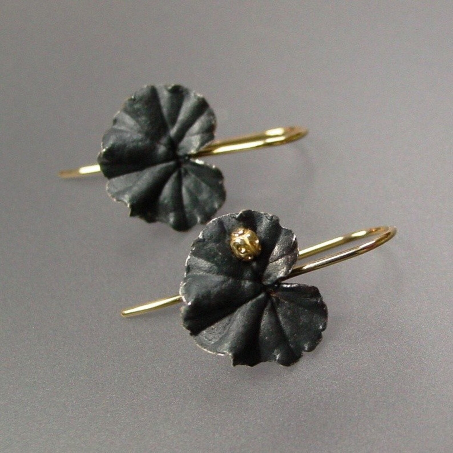 Drop Earrings Botanical Jewelry Geranium Leaf Oxidized - Etsy