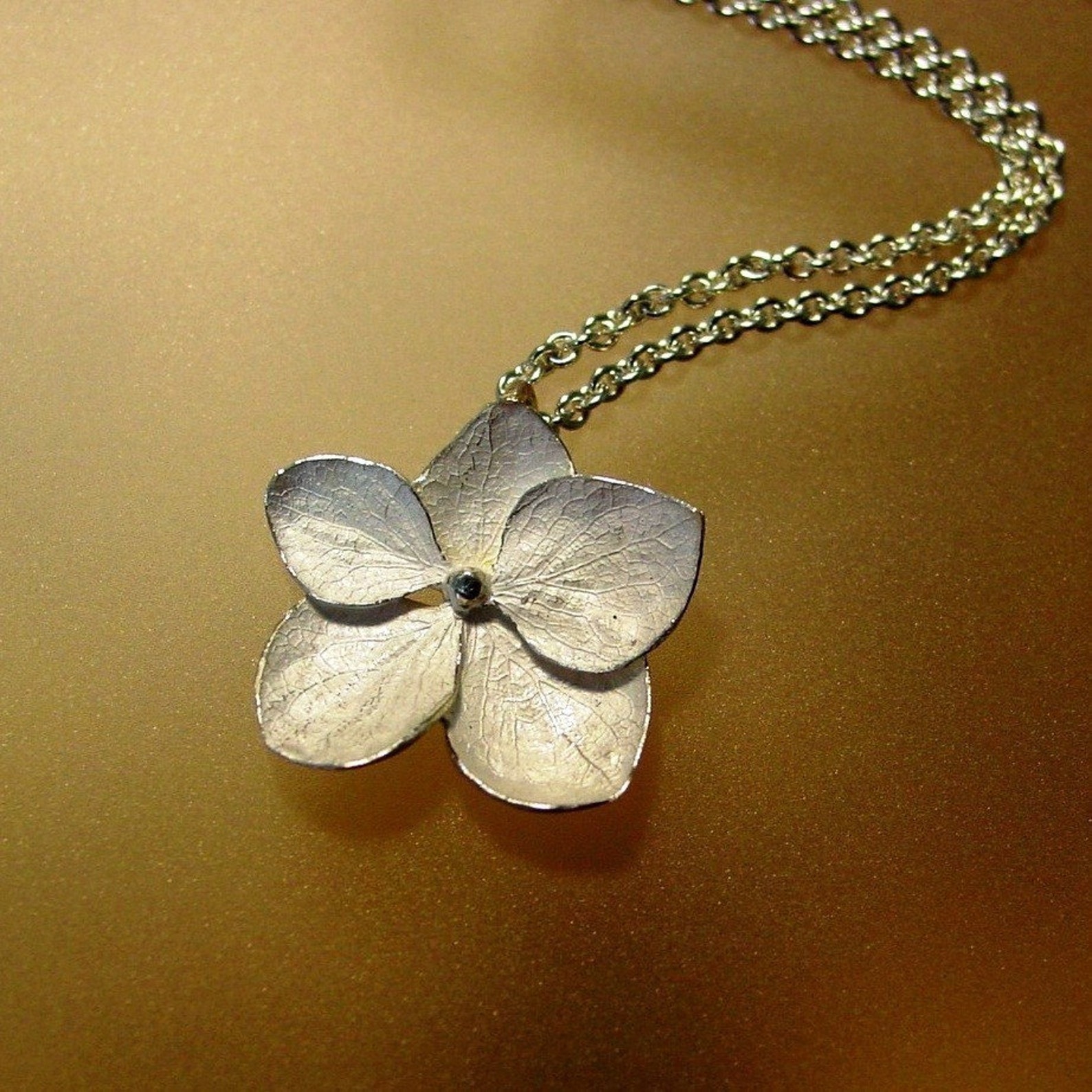 Hydrangea Necklace, Silver Flower Necklace, Sterling Silver Necklace ...