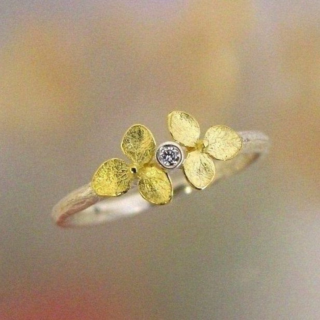 Diamond Engagement Ring, Floral Botanical Jewelry, Stacking Ring ...