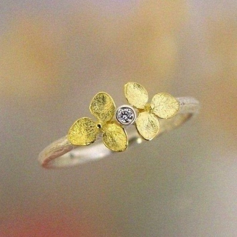 Diamond Engagement Ring, Floral Botanical Jewelry, Stacking Ring ...