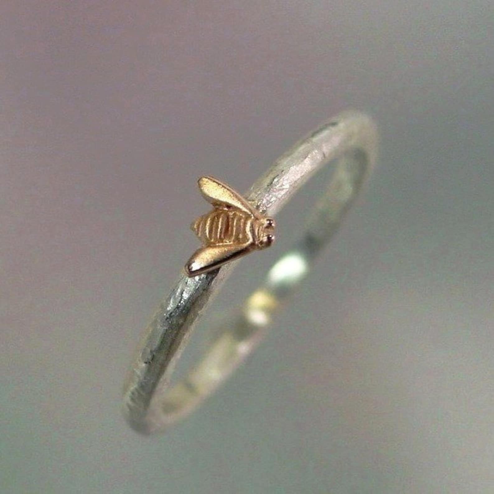 Bee Ring Rose Gold Bee Stacking Ring Honey Bee Sterling - Etsy