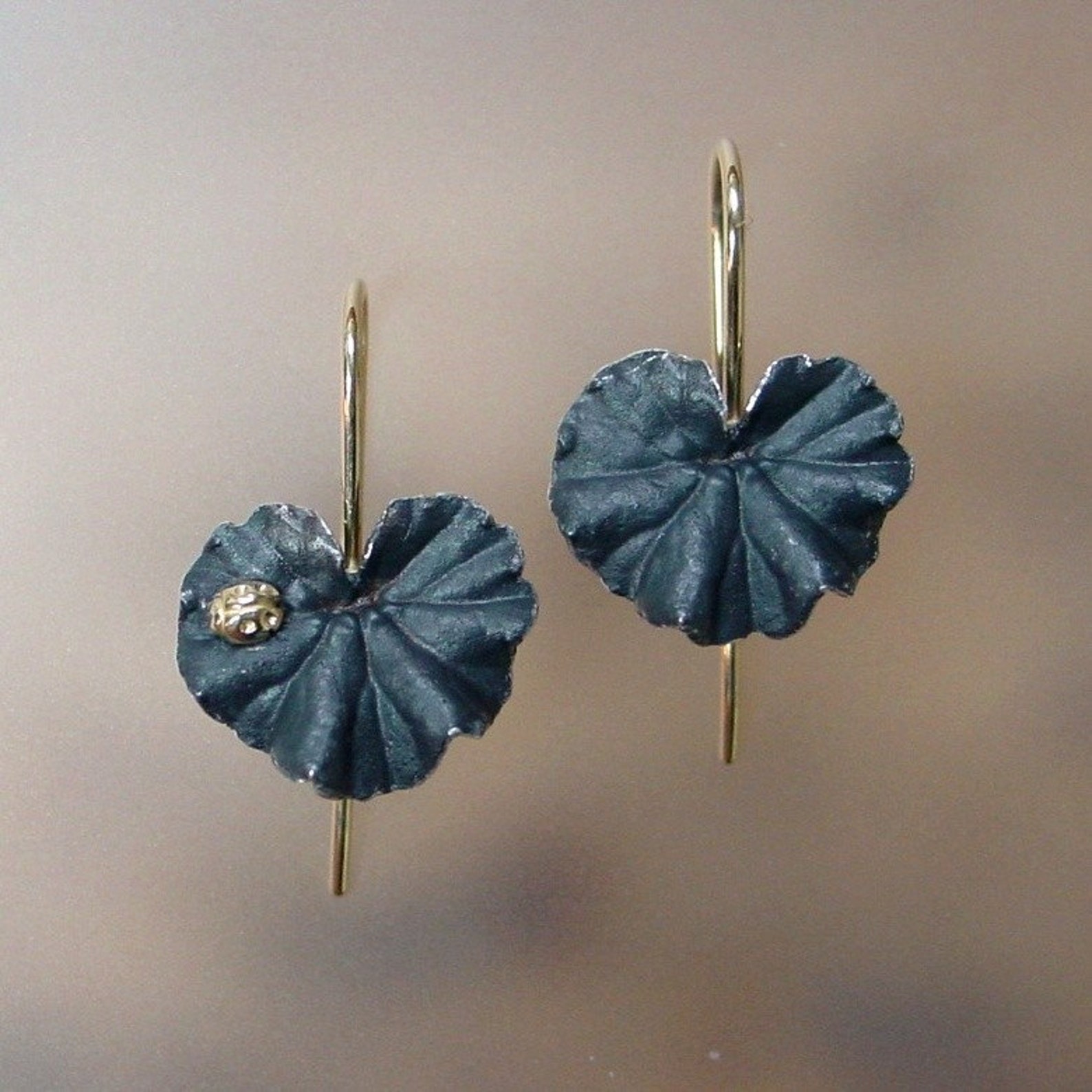 Drop Earrings Botanical Jewelry Geranium Leaf Oxidized - Etsy