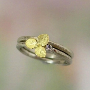 Hydrangea Engagement Ring, Diamond Engagement Ring, White Gold Ring ...