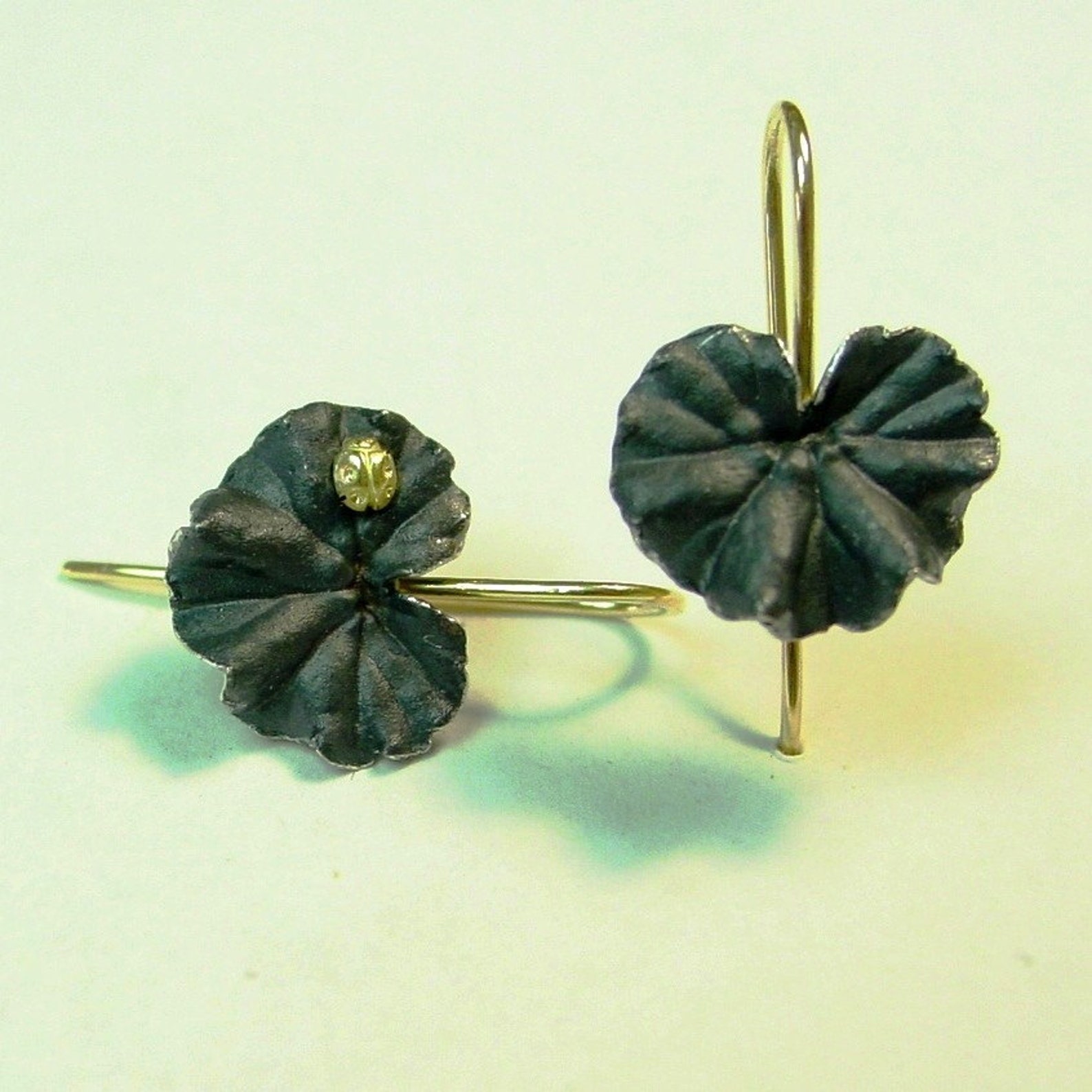 Drop Earrings Botanical Jewelry Geranium Leaf Oxidized - Etsy