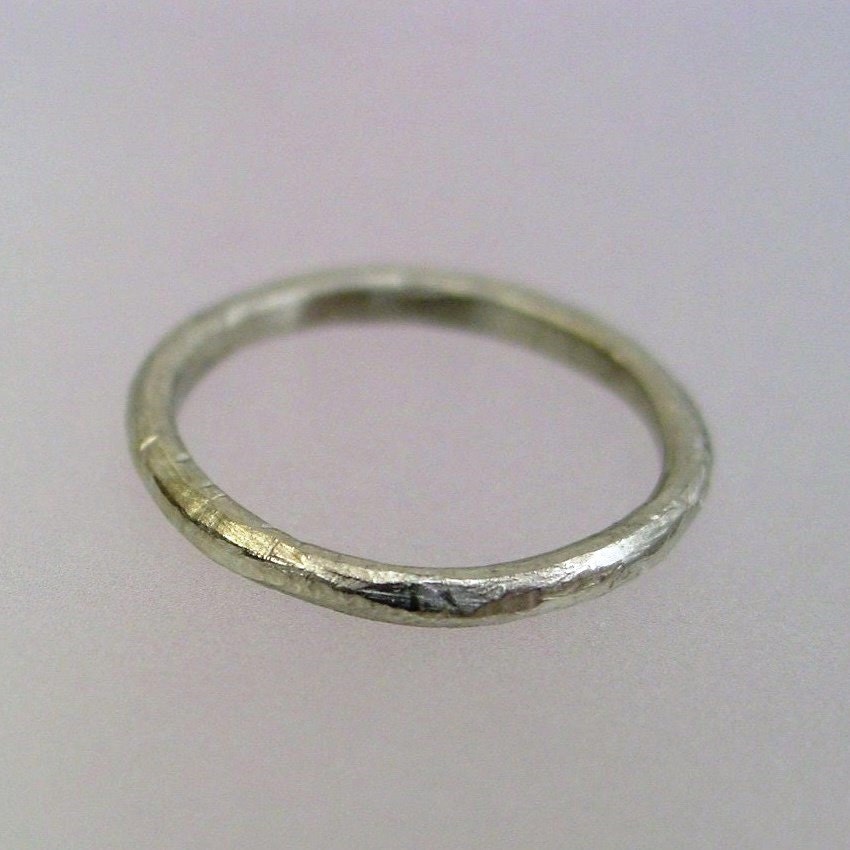 Thin White Gold Band Womens Rustic Wedding Ring Thin Wedding - Etsy