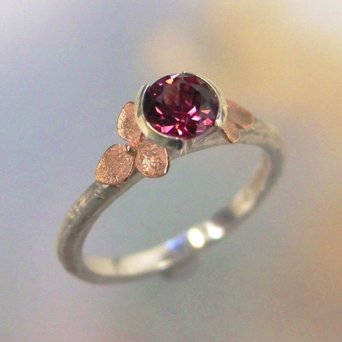 Garnet Ring 14k Rose Gold Hydrangea Flowers Rhodolite Garnet - Etsy