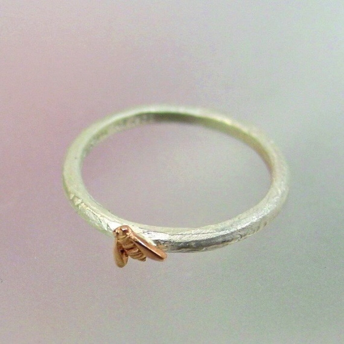Bee Ring Rose Gold Bee Stacking Ring Honey Bee Sterling - Etsy