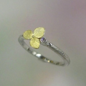 Hydrangea Engagement Ring, Diamond Engagement Ring, White Gold Ring ...