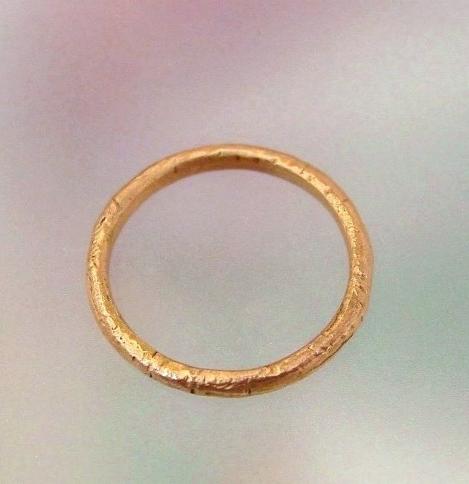 Rose Gold Wedding Band Rustic Wedding Ring Textured 14k Rose - Etsy