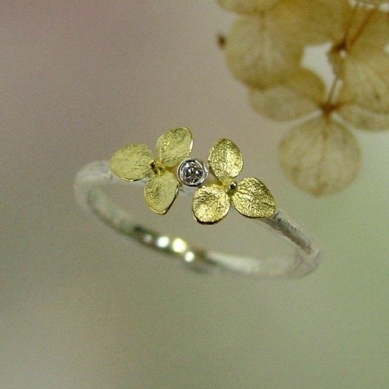 Diamond Engagement Ring, Floral Botanical Jewelry, Stacking Ring ...