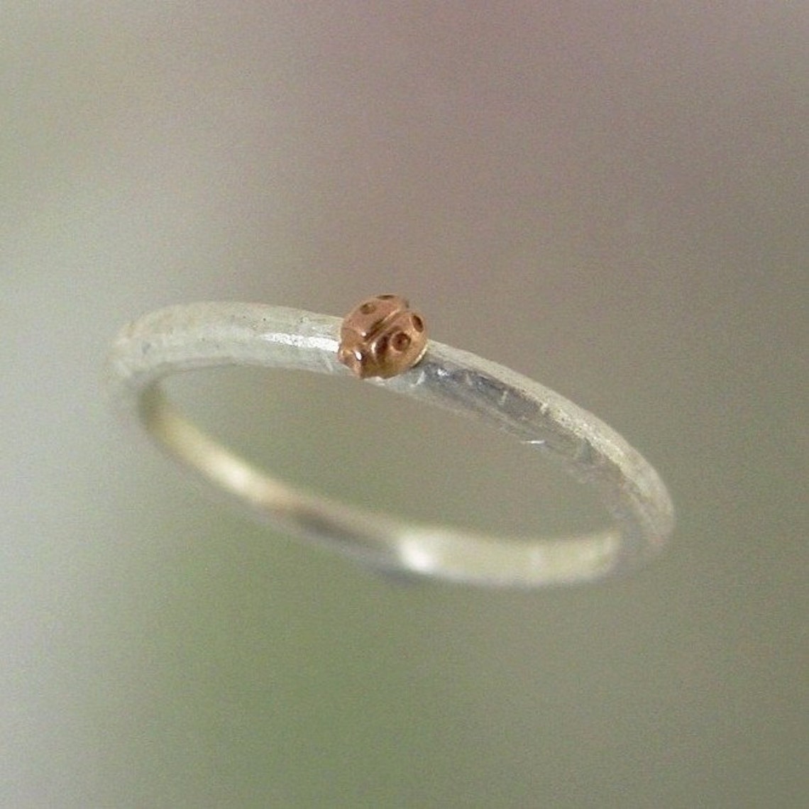 Lady Bug Ring Stacking Ring Rose Gold Sterling Silver - Etsy