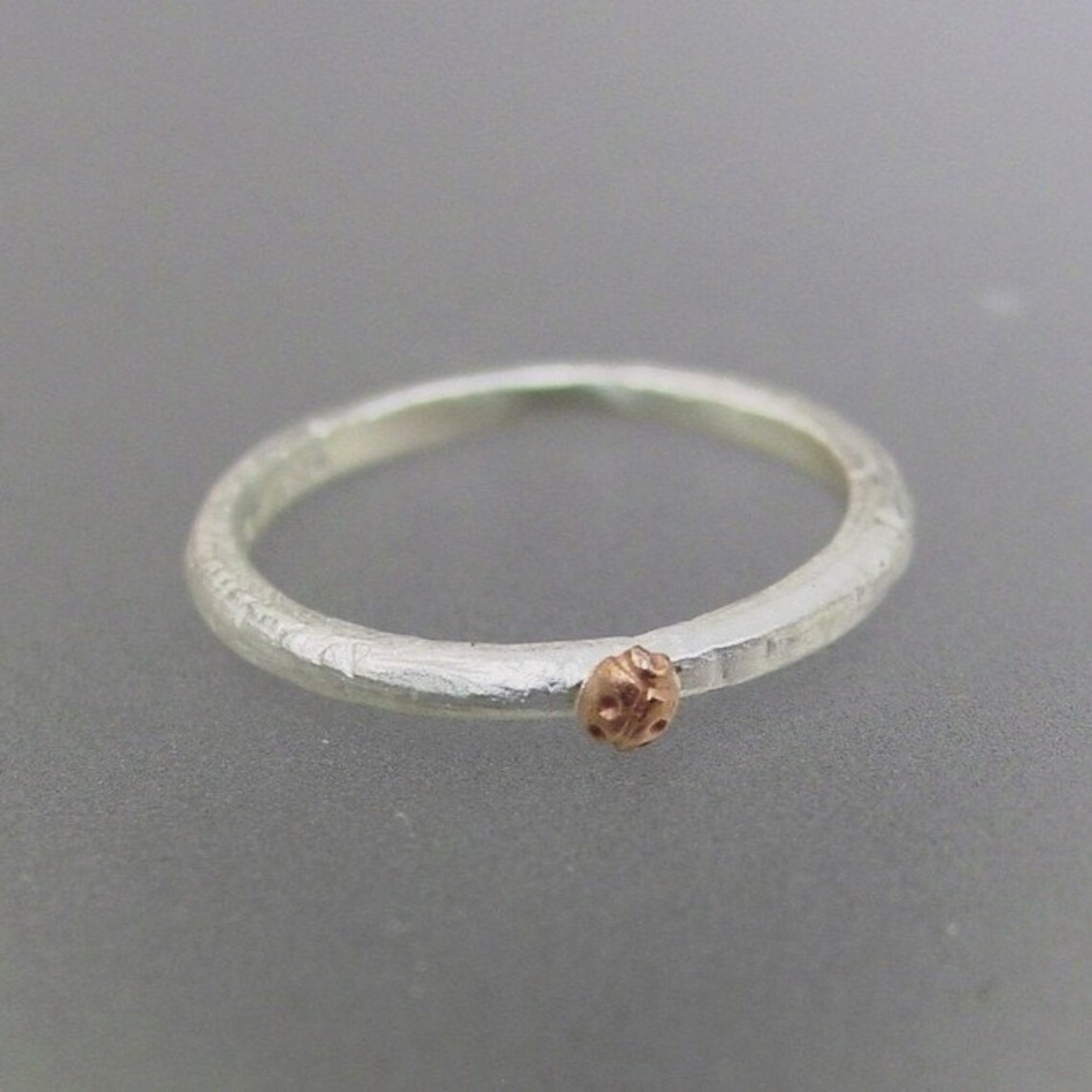 Lady Bug Ring, Stacking Ring, Rose Gold, Sterling Silver, Ladybug Ring ...
