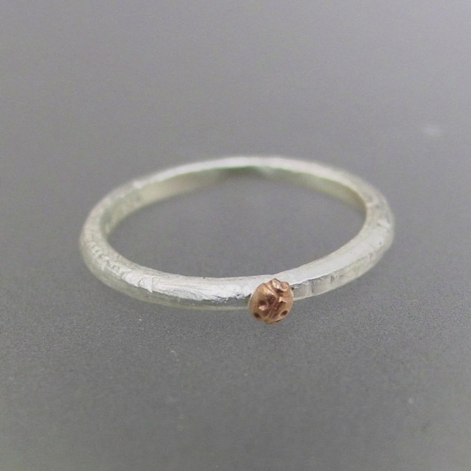 Lady Bug Ring, Stacking Ring, Rose Gold, Sterling Silver, Ladybug Ring ...