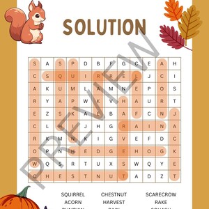 Autumn Words Puzzle Worksheet for Kindergarten | Fun Fall Vocabulary ...