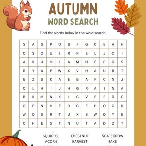 Autumn Words Puzzle Worksheet for Kindergarten | Fun Fall Vocabulary ...