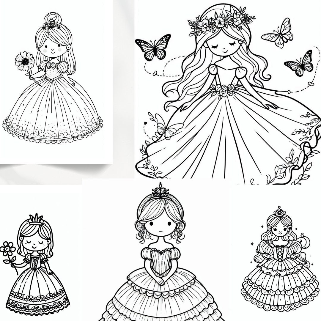 Princess Coloring Pages for Kids, 25 Coloring Pages, Princess Coloring ...