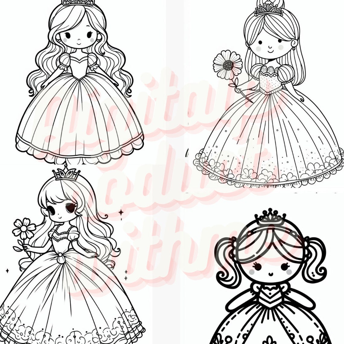 Princess Coloring Pages for Kids, 25 Coloring Pages, Princess Coloring ...