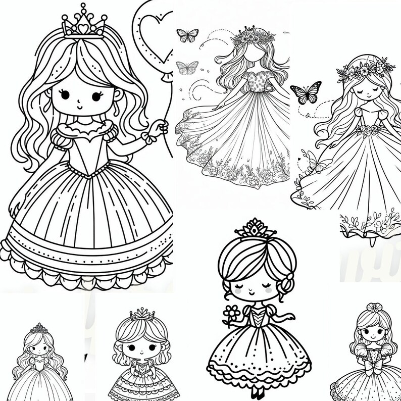 Princess Coloring Pages for Kids, 25 Coloring Pages, Princess Coloring ...