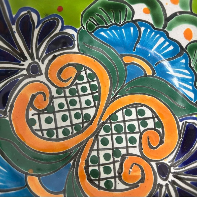 Talavera Mexico Pottery Hand Painted Footed Trinket Bowl Floral ...