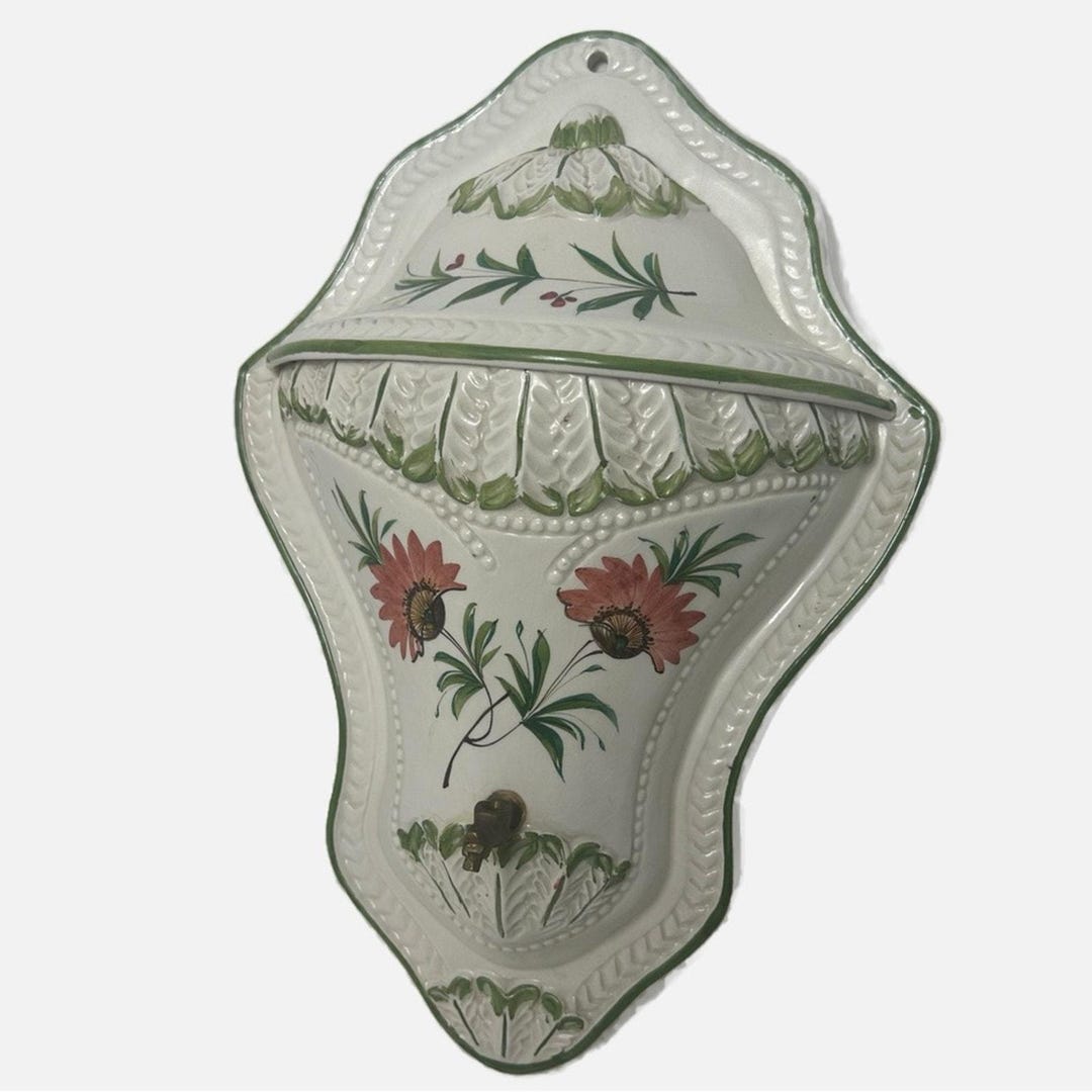 Vintage Garden Wall Pocket Ceramic Made in Italy Handpainted Floral ...