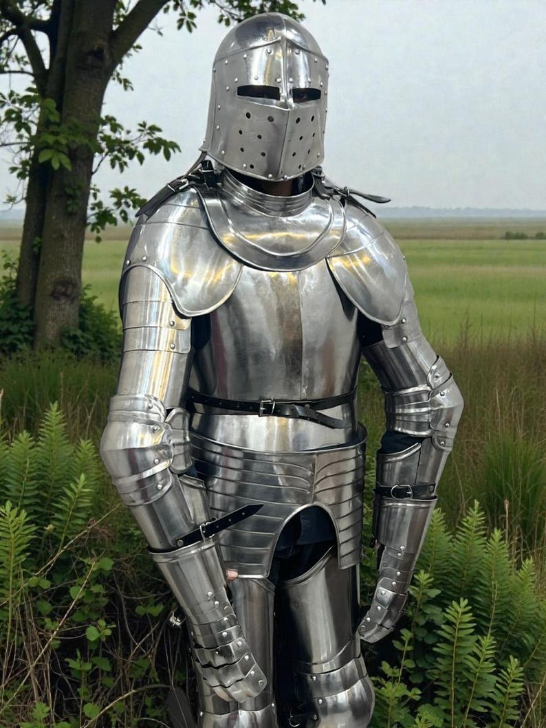 Medieval Gothic Full Plate Armor Suit: Full Body Steel Knight Costume ...