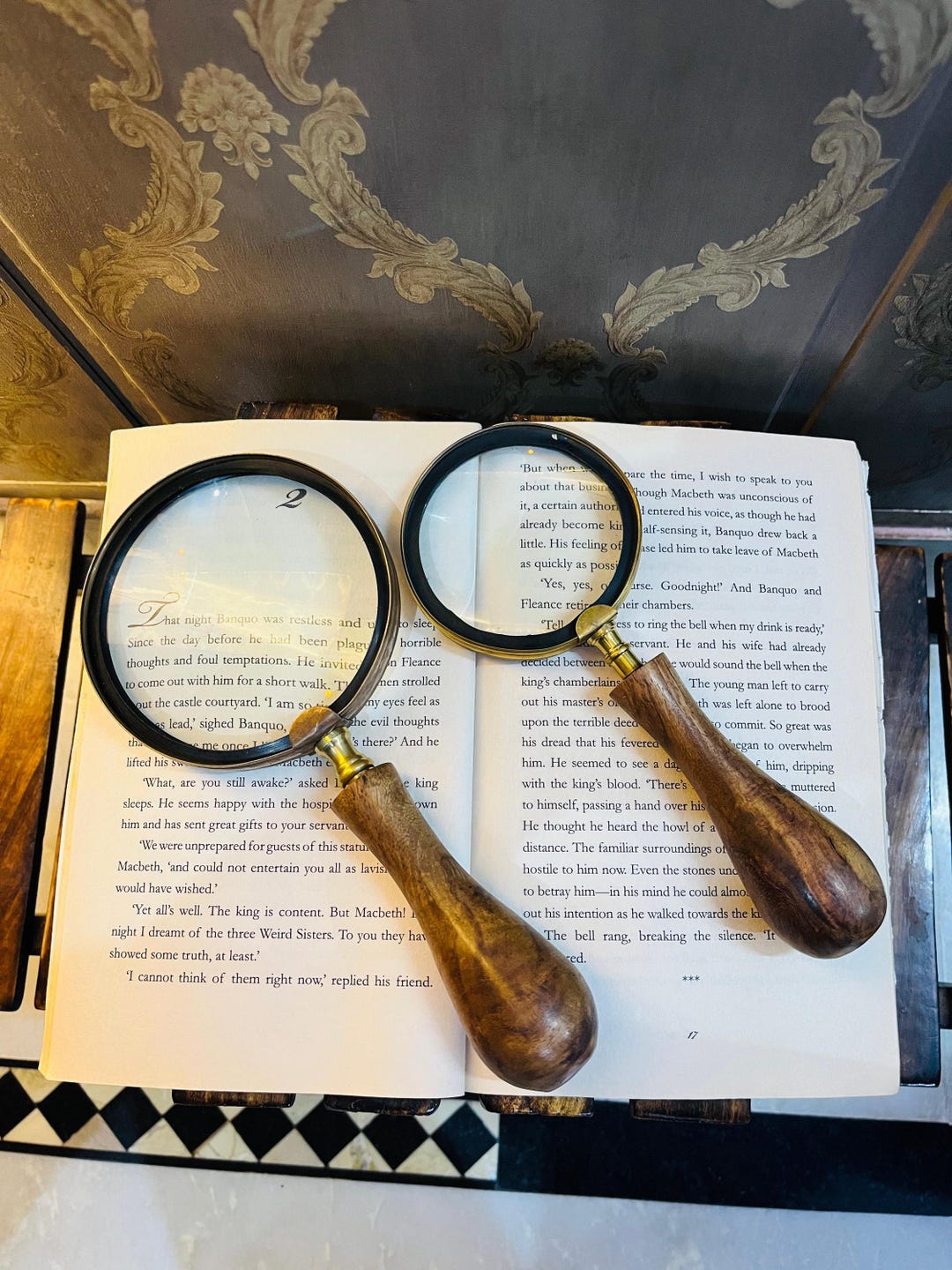 Antique Brass Magnifying Glass: 4-inch Vintage Reader, Wooden Handle - Etsy