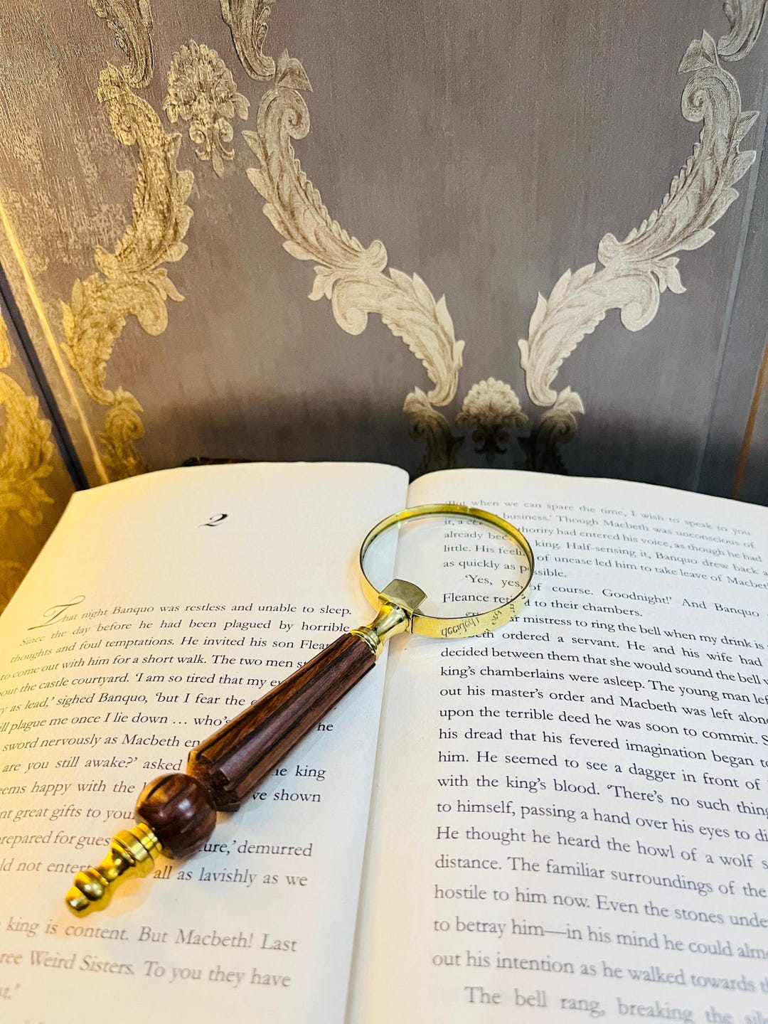 Brass Magnifying Glass Wooden Designed Handle - Hand Held ...