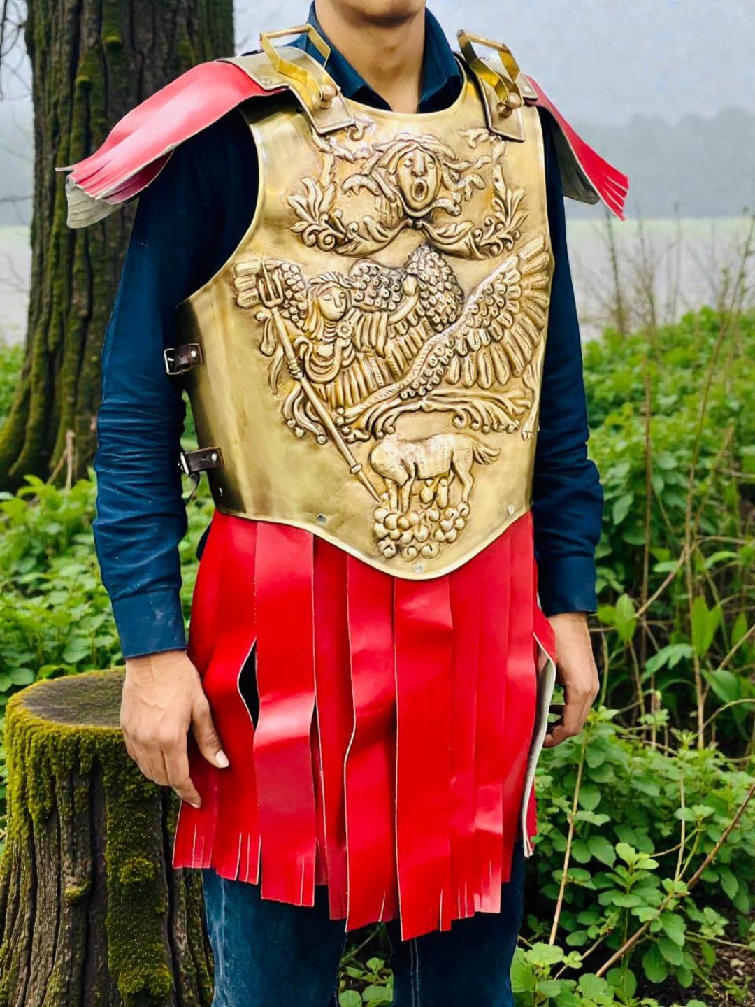 Golden Mythological Warrior Armor – Engraved Breastplate Costume With ...