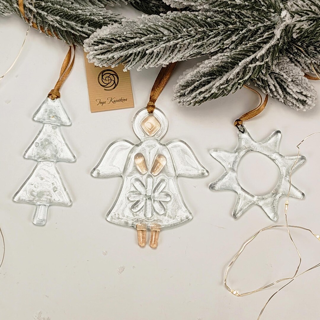 Fused Glass Angel Box Set, Fused Glass Christmas Decoration, Fused ...