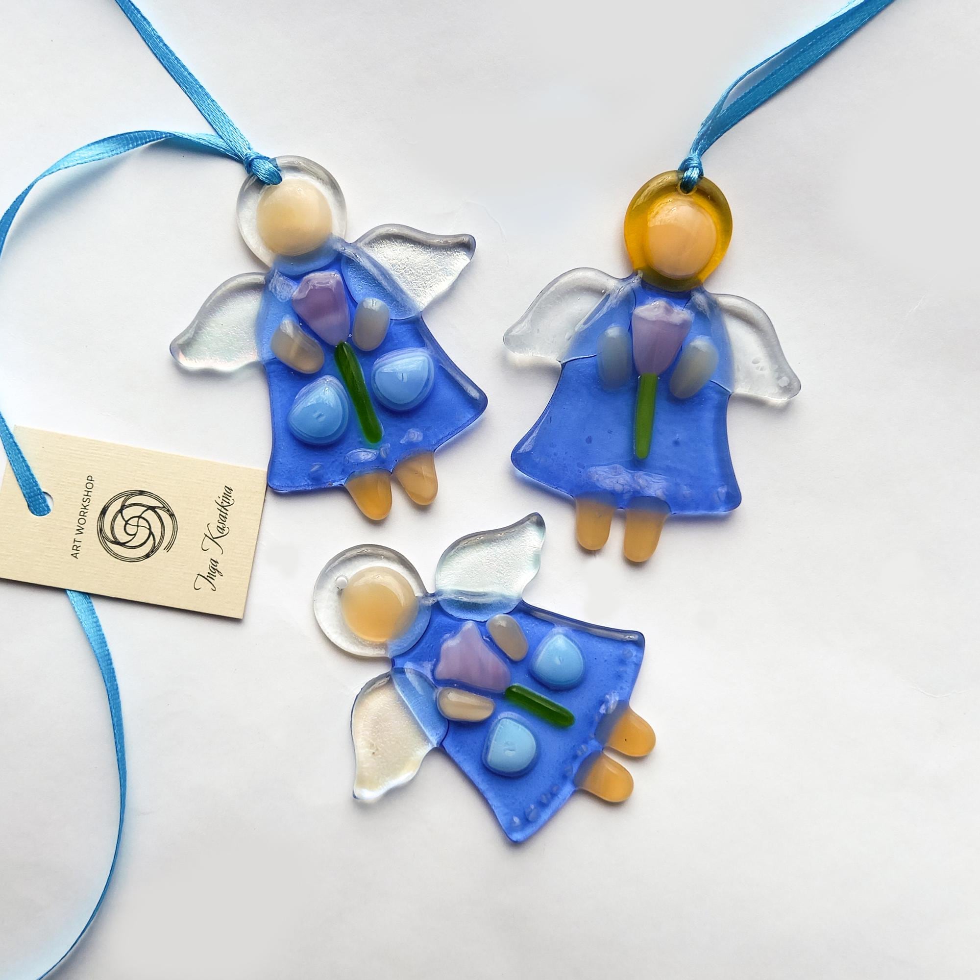 Fused Glass Angels Pocket Angel Angel With Tulip Fused Glass Christmas ...