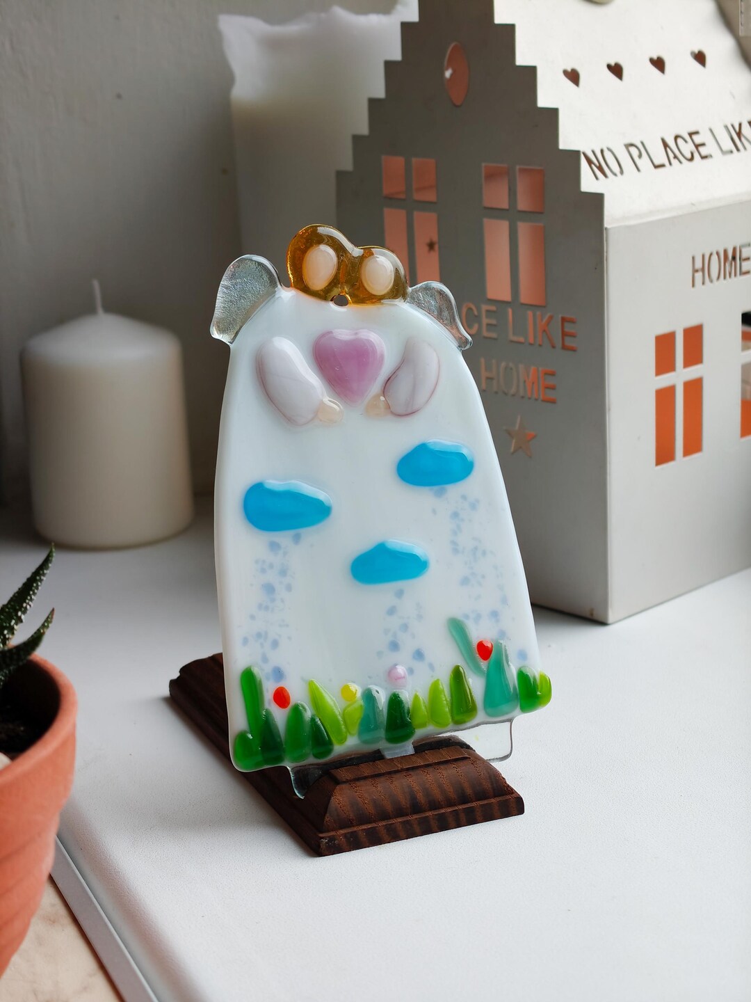 Fused Glass Hugging Angels Figurine - Anniversary Gift for Wife ...