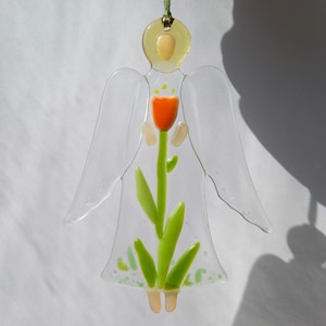 Fused Glass Angels Angel With Tulip Fused Glass Christmas Ornaments ...
