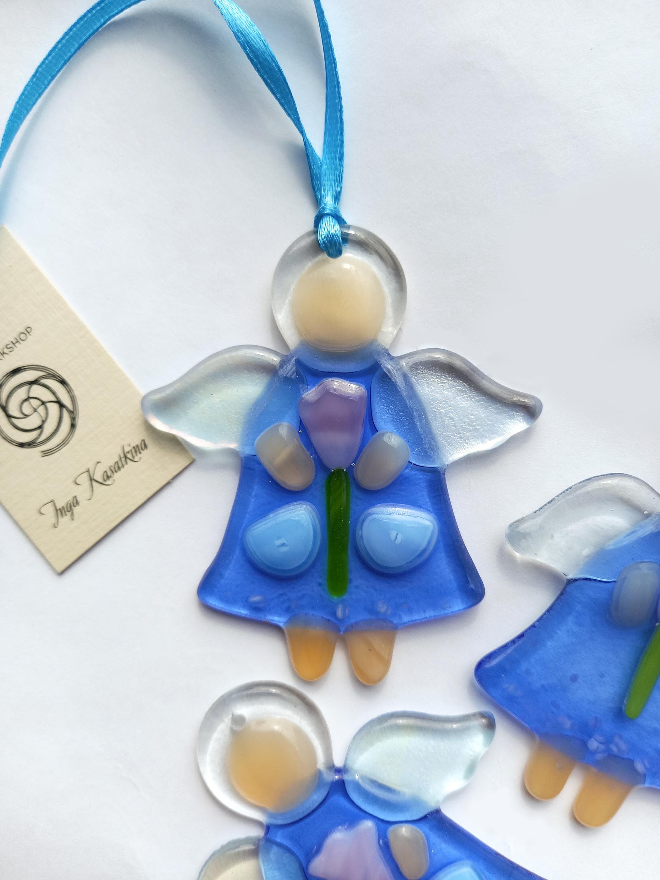 Fused Glass Angels Pocket Angel Angel With Tulip Fused Glass Christmas ...