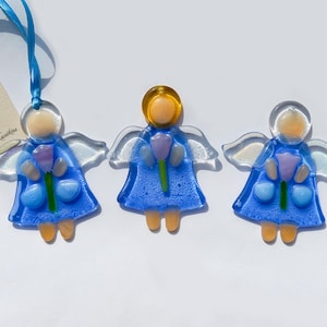 Fused Glass Angels Pocket Angel Angel With Tulip Fused Glass Christmas ...