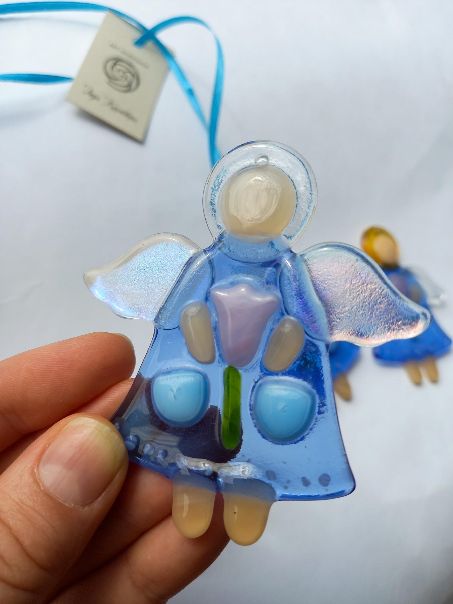 Fused Glass Angels Pocket Angel Angel With Tulip Fused Glass Christmas ...