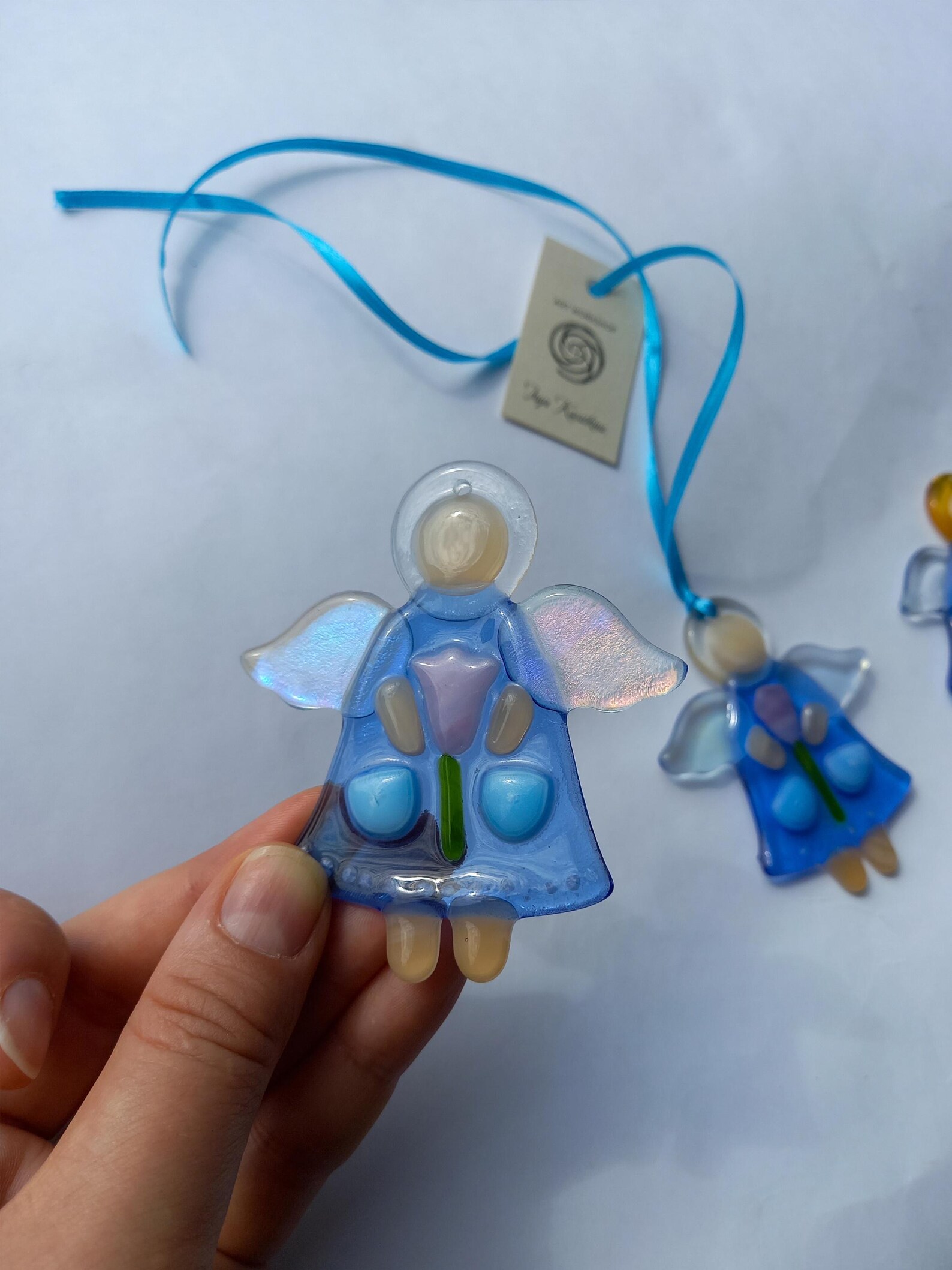 Fused Glass Angels Pocket Angel Angel With Tulip Fused Glass Christmas ...